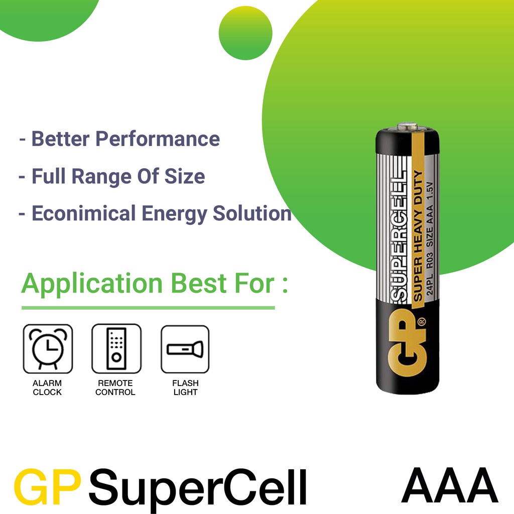 ( READY STOCK ) GP SUPERCELL AAA BATTERY SUPER HEAVY DUTY BATTERIES ...