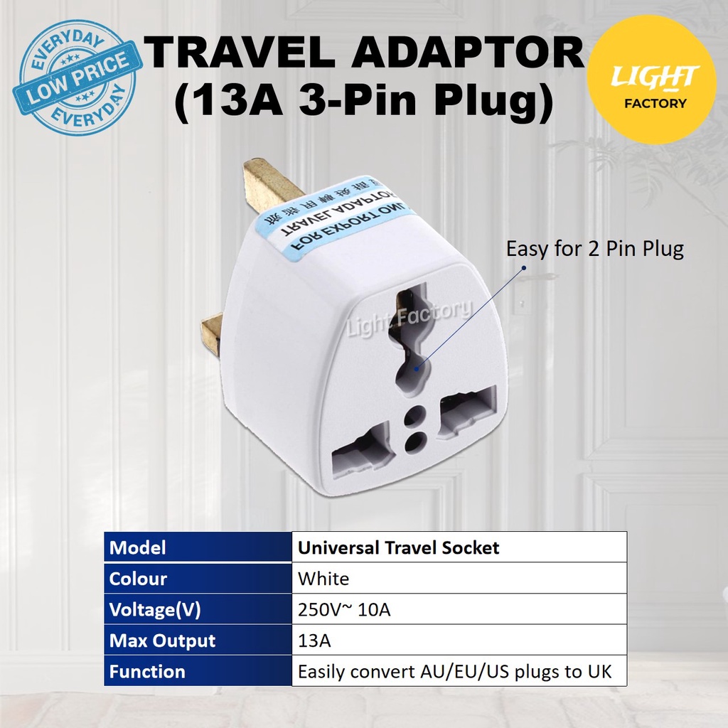 [SIRIM Approved] 3 Way Adapter with Switch 3 Way Multi Adaptor 13A 3 ...