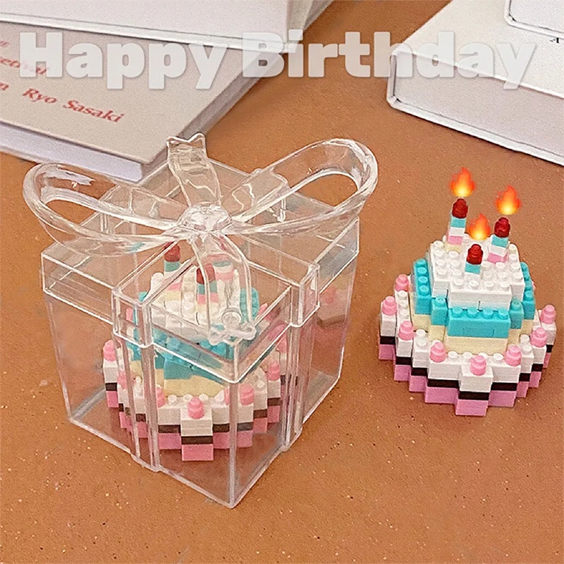 Building Block Cake Assembling Blocks Gift Happy Birthday Cake | Shopee ...