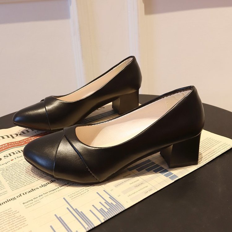 Women's Spring Work Shoes ESWP017-33 Shallow Mouth Thick Medium Heels ...