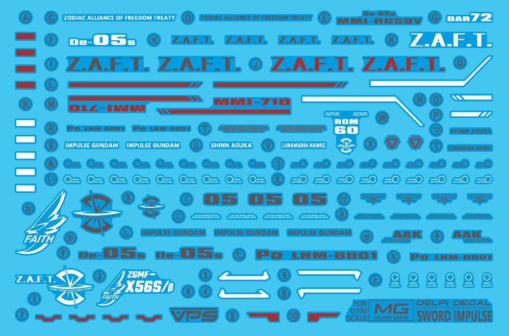[Delpi] Waterslide Decal - MG 1/100 Force/Sword/Blast Impulse (Korea ...