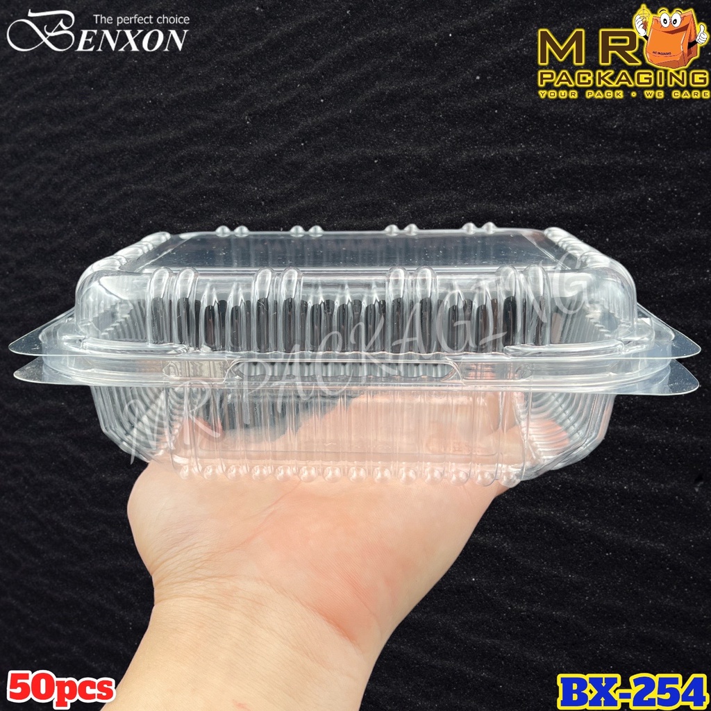 Benxon BX-254 Fruit Tray with Lock [ 50pcs± ] Disposable Clear Food OPS ...