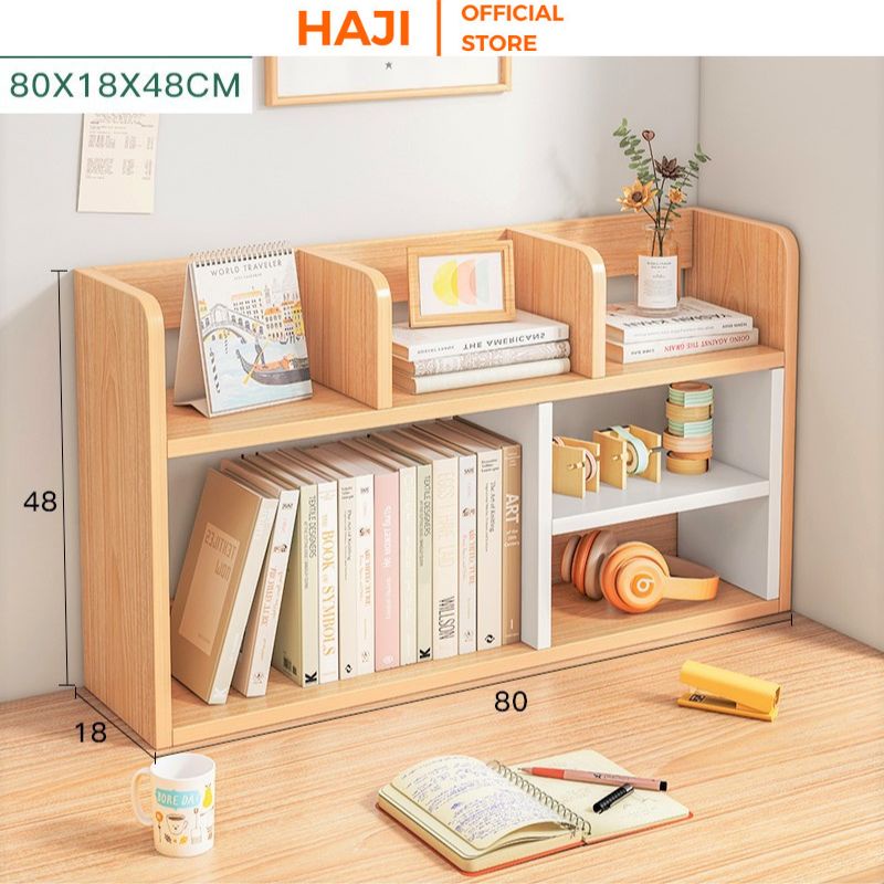 Haji brand two-tier mini desk bookshelf with scientific compartments ...
