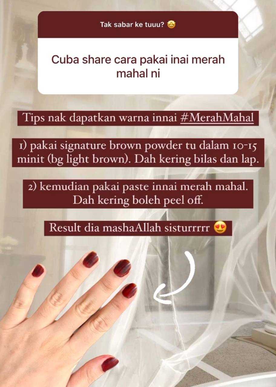 [FREE GIFT!] INNAI MERAH MAHAL RED DAN BROWN COKLAT NEELOFA NUNHA KIT ...