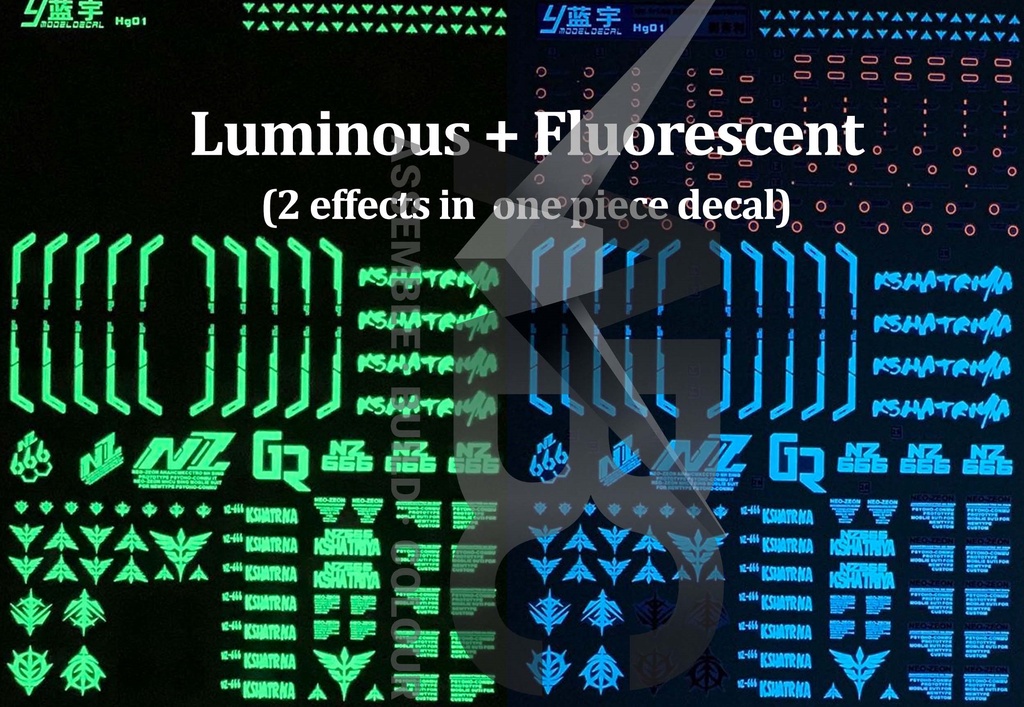 [LanYu] Waterslide Decal - HG 1/144 Kshatriya (Luminous +Fluo) NZ-666 ...