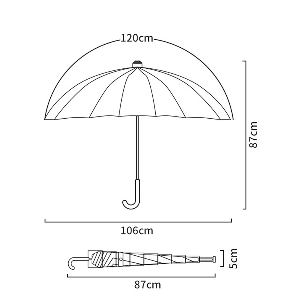 120cm 16 Bones Waterproof Drip Proof With Case Long UV Protection ...