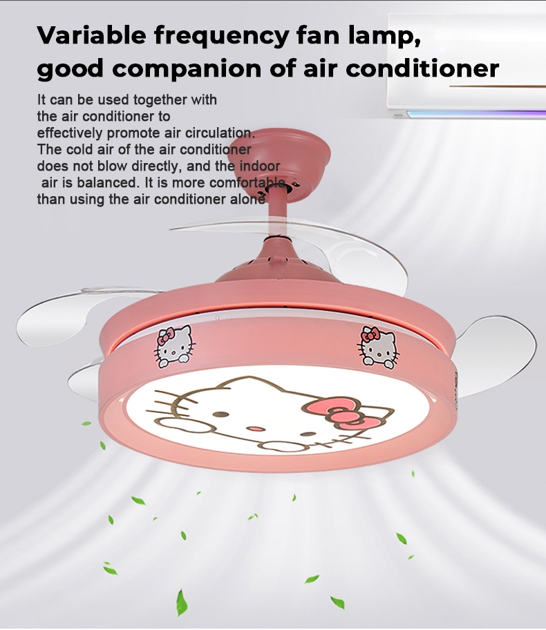【VITALITY】Cartoon Ceiling Fan With Light In Kids Room HelloKitty/Marvel ...