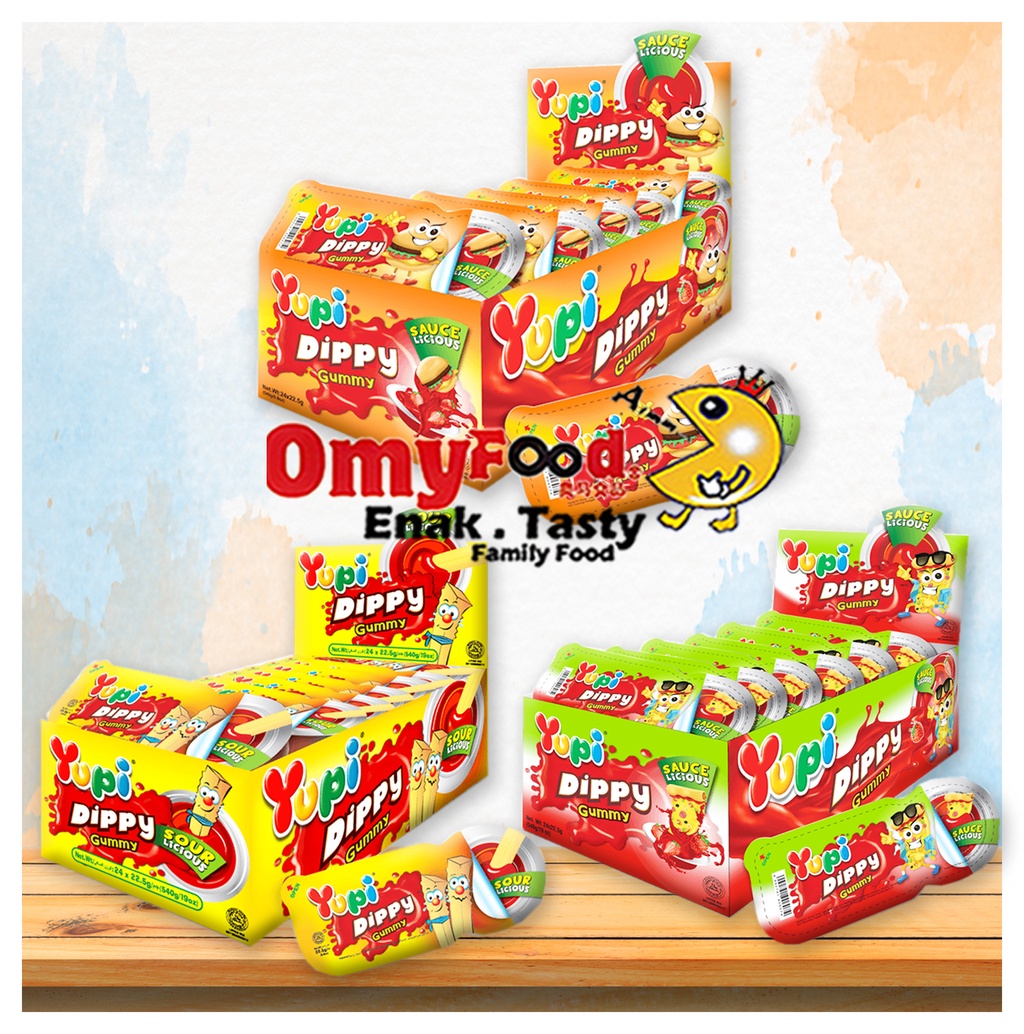 22.5g x 24pcs Yupi Dippy Gummy Sauce Licious [Burger/ French Fries/ Pizza][OmyFood] | Shopee ...