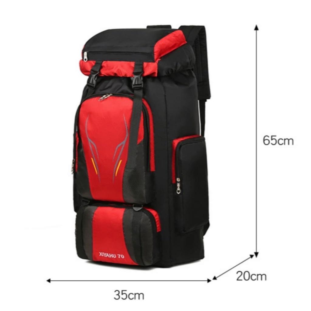 80L Large Capacity Backpack Waterproof Beg Hiking Bag Military Daki ...