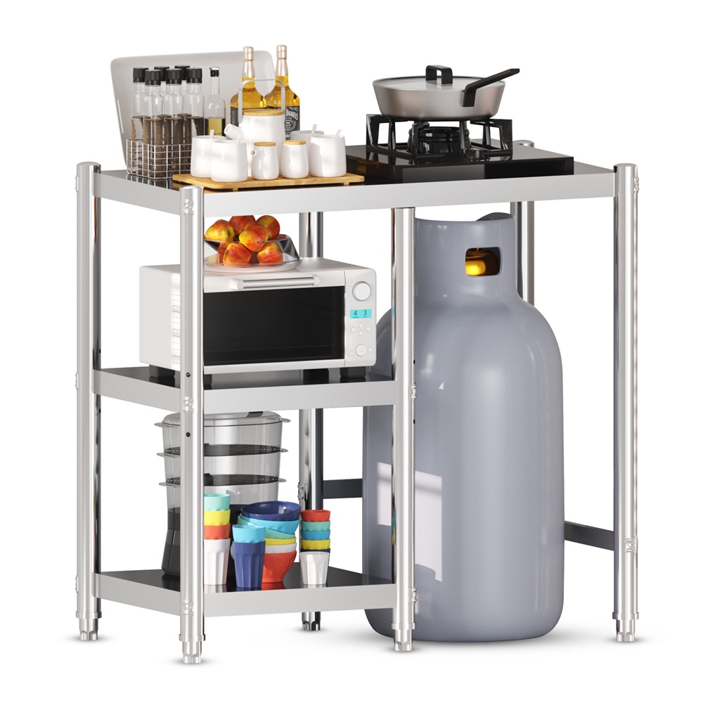 Rak Dapur Gas Stainless Steel 2 Tier Kitchen Stove Rack with Fence Meja ...