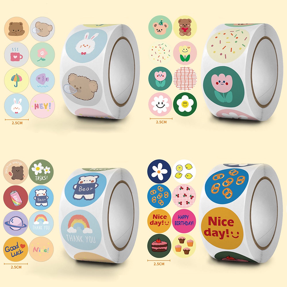 500Pcs/Roll Cute Animal Reward Sticker for Kids With Star Pattern ...