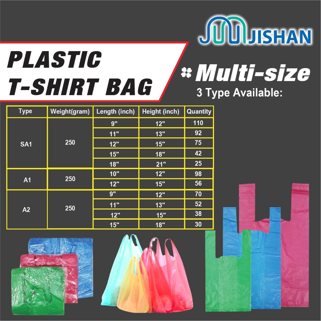 [500g] TAPAU Plastic Bag / Multi-size Singlet Tshirt Bag / Shopping ...