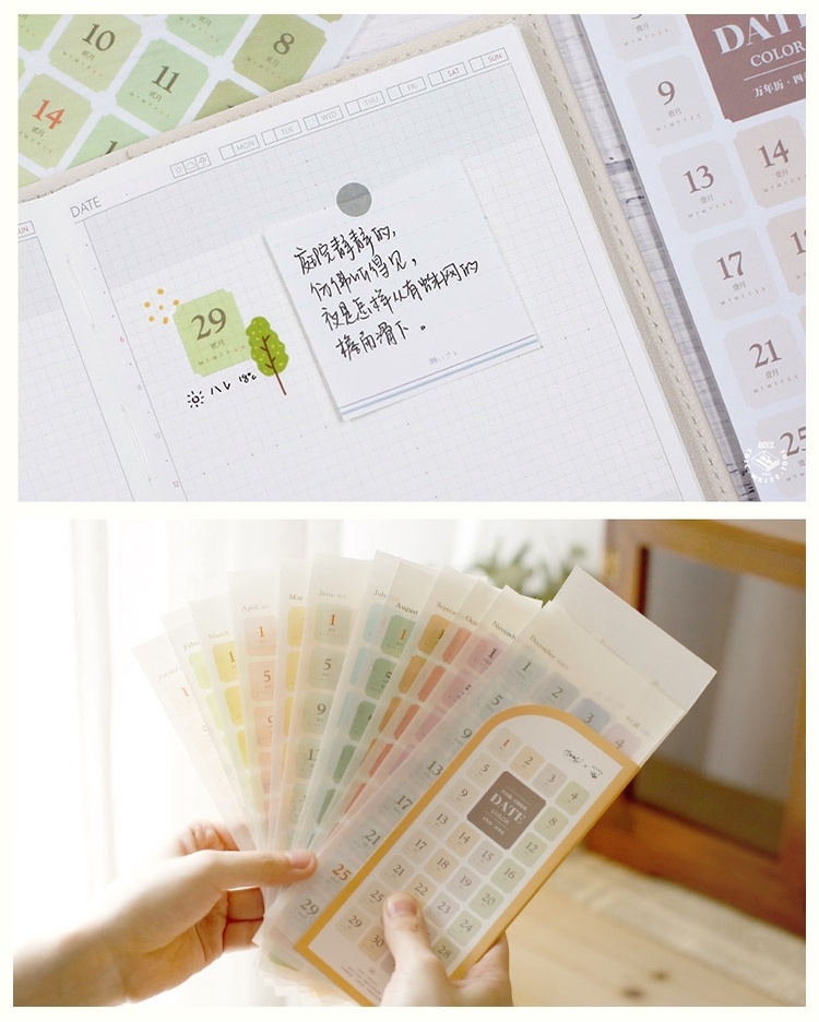 BZS 365 Days Four Seasons Colour Date Deco Stickers Perpetual Calendar ...