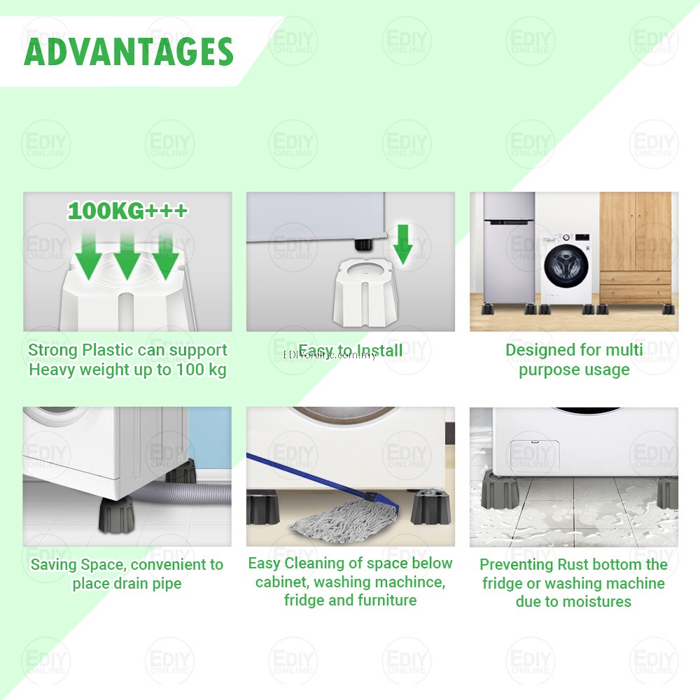 Washing Machine Stand Fridge Almari Tapak Mesin Basuh Anti Gegar Alas ...