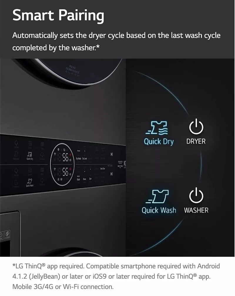 LG 21.0KG/16.0KG Inverter Heat Pump All-In-One Stackable Front Load ...
