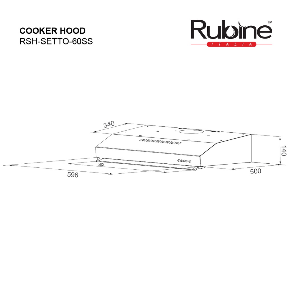 RUBINE RSH-SETTO-60SS Slim Hood | Shopee Malaysia