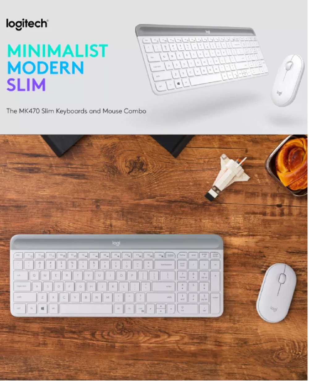 Logitech MK470 Slim Wireless Keyboard & Mouse Combo Unifying USB ...