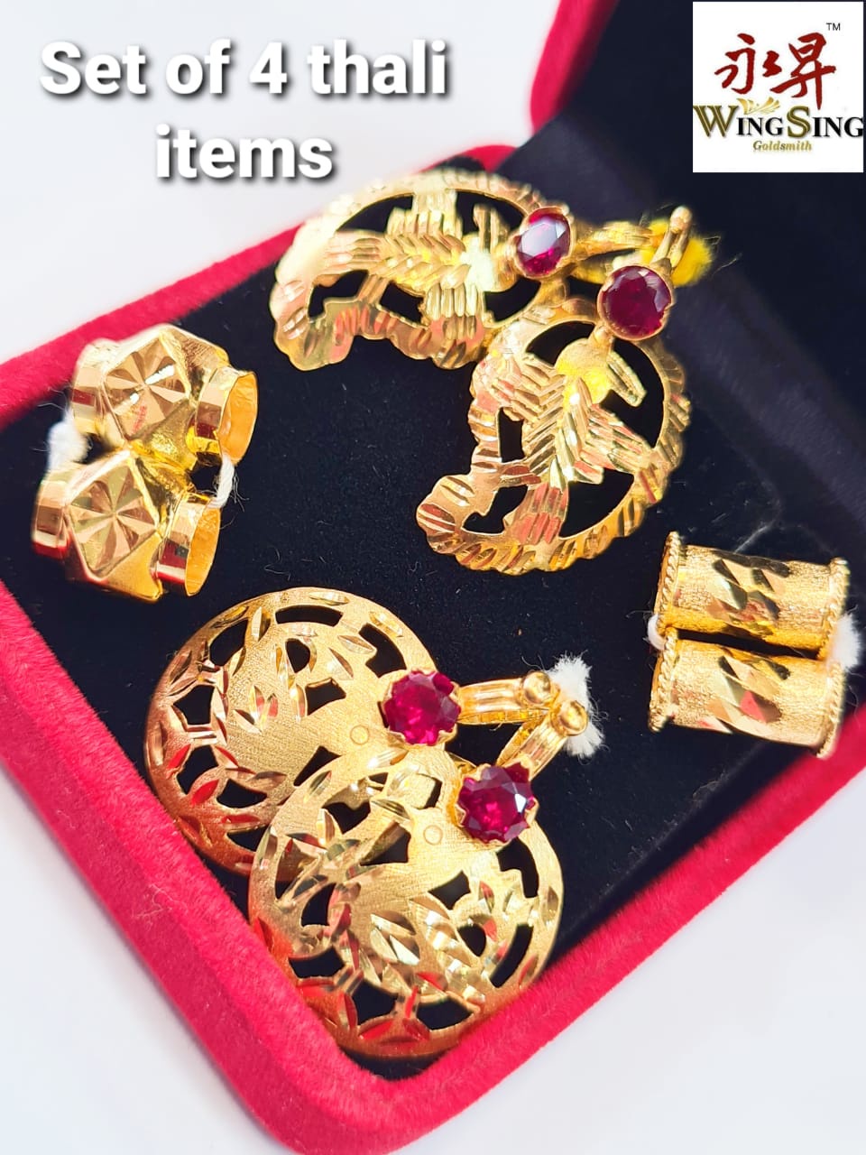 Wing Sing 916 Gold Set of Thaali Items Pendant / Loket Thali Annapachi ...