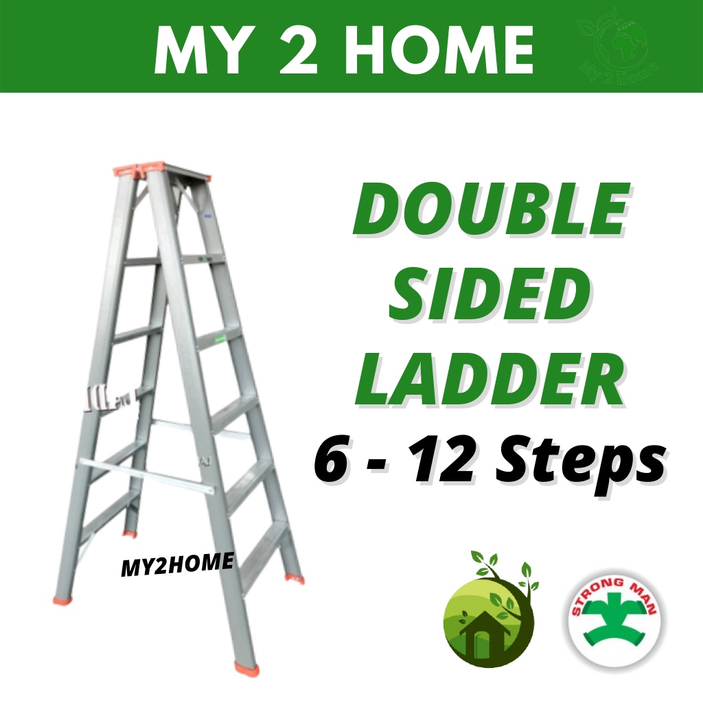 Aluminium Double Sided Ladder 4/5/6/7/8/9/10/11/12 Step Tangga EVERLAS ...