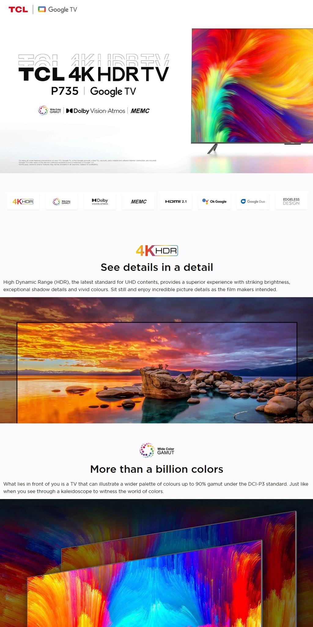 TCL 50P735 50 Inch 4K UHD HDR WCG Google TV Android TV Smart TV Youtube ...
