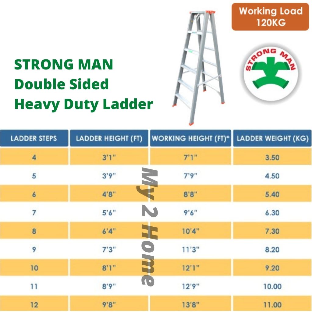 9 Steps Aluminium Double Sided Ladder Everlas Step Ladder Strongman ...