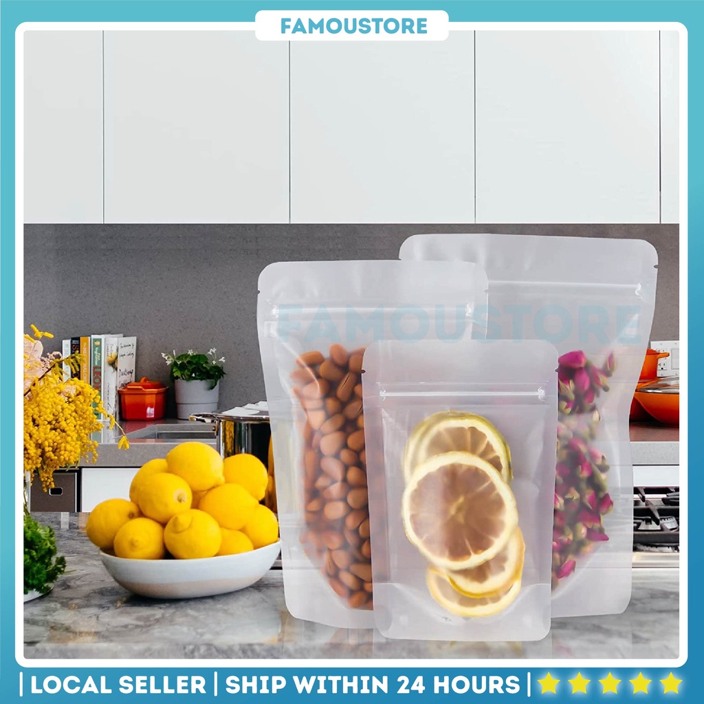 50PCS Matte Transparent Ziplock Bag Standing Zipper Bag Stand Pouch Zip ...