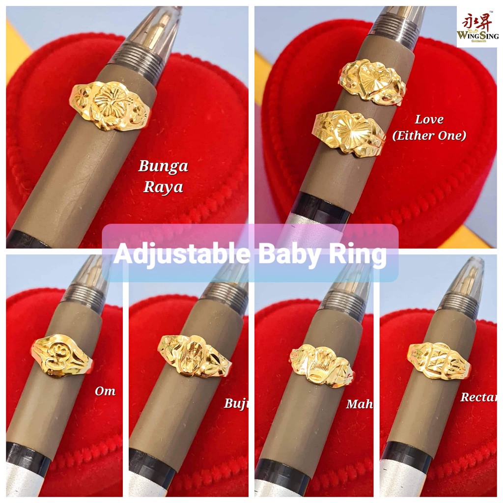 Wing Sing 916 Gold Baby Ring Adjustable / 宝宝可调节戒指 / Cincin Baby Laras ...