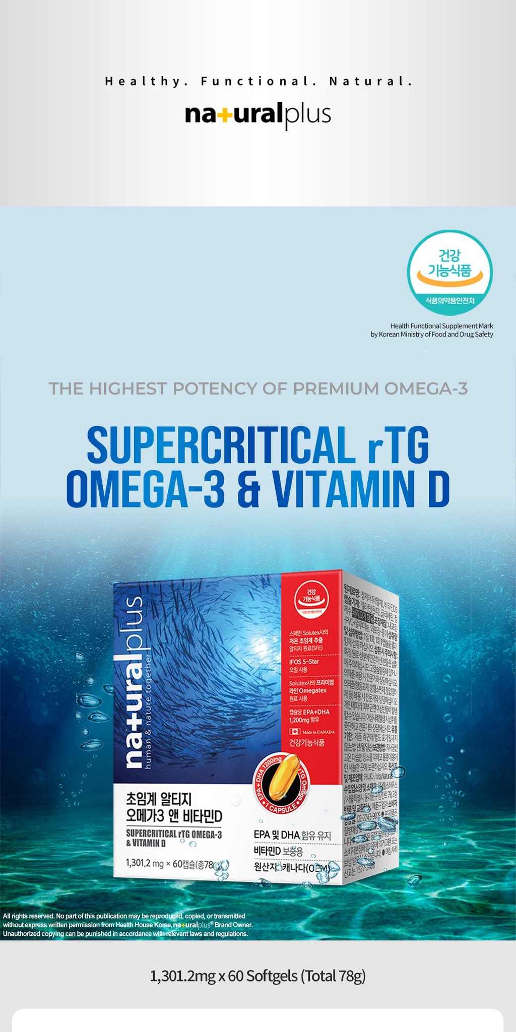 NATURALPLUS Supercritical rTG Omega-3 & Vitamin D 1,000IU, EPA+DHA 1 ...