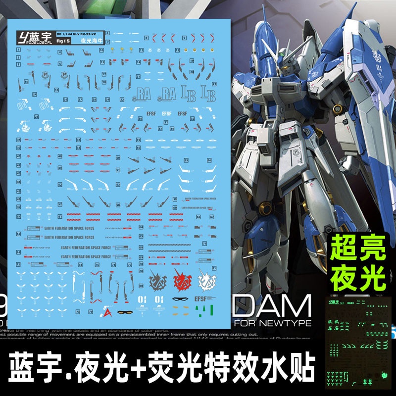 (LanYu) Waterslide Decal - RG 1/144 Hi Nu (Luminous + Fluo) RX-93-ν2 Hi ...