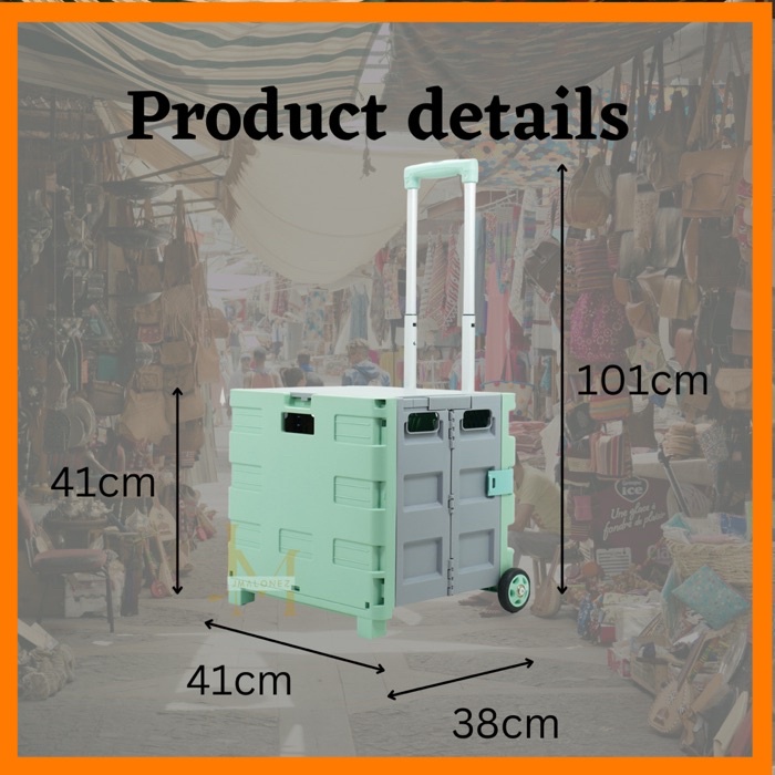 JM *Upgraded* 2-Wheel Big 75L Heavy Duty Foldable Cart Trolley Shopping ...