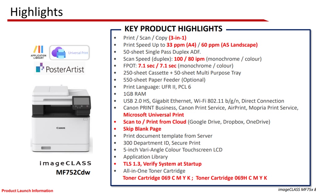 Canon imageCLASS MF752Cdw All-In-One Colour Laser Printer (Print, Scan ...