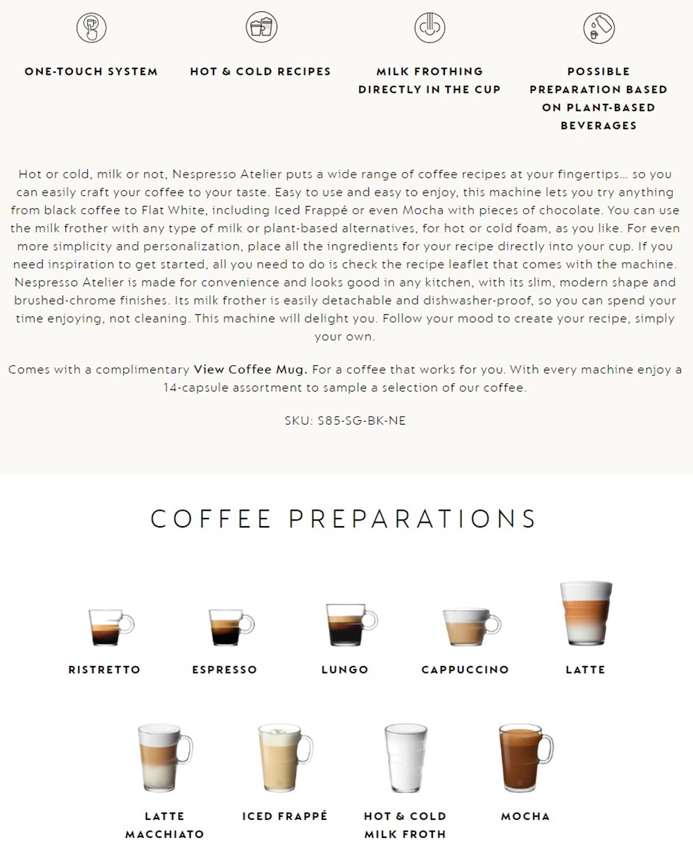 Nespresso Atelier S85 (Black) Coffee Machine | Shopee Malaysia