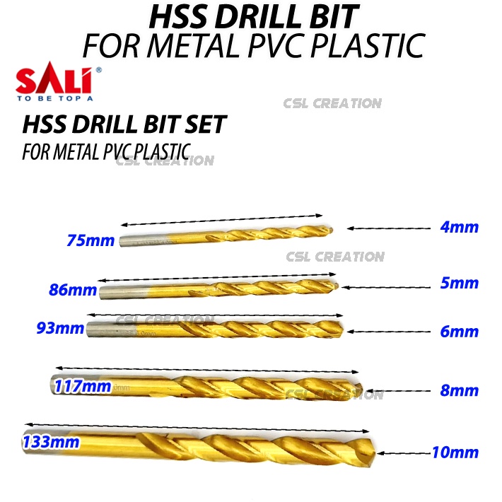 SALI 5Pcs HSS Metal Drill Bit Set Masonry Concrete Brick Bit Brad Point ...