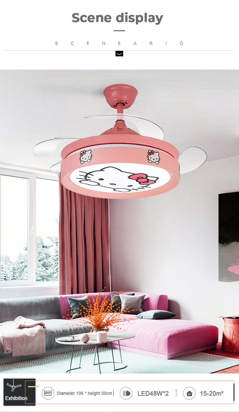 【VITALITY】Cartoon Ceiling Fan With Light In Kids Room HelloKitty/Marvel ...