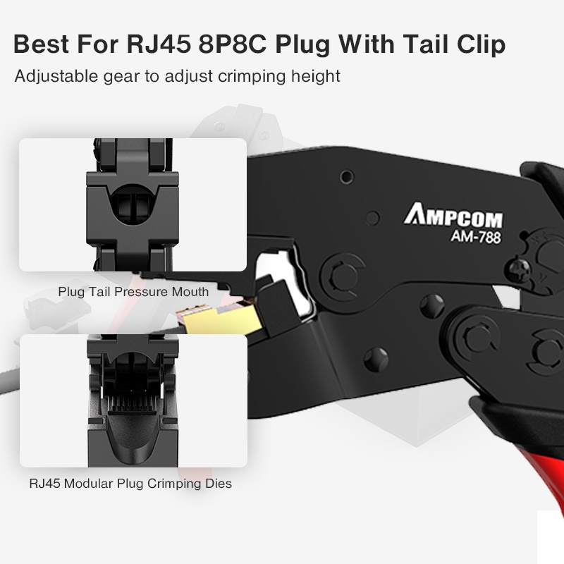 AMPCOM CAT7 Network Tool Kit, Professional RJ45 Tool (CAT7 Crimper ...