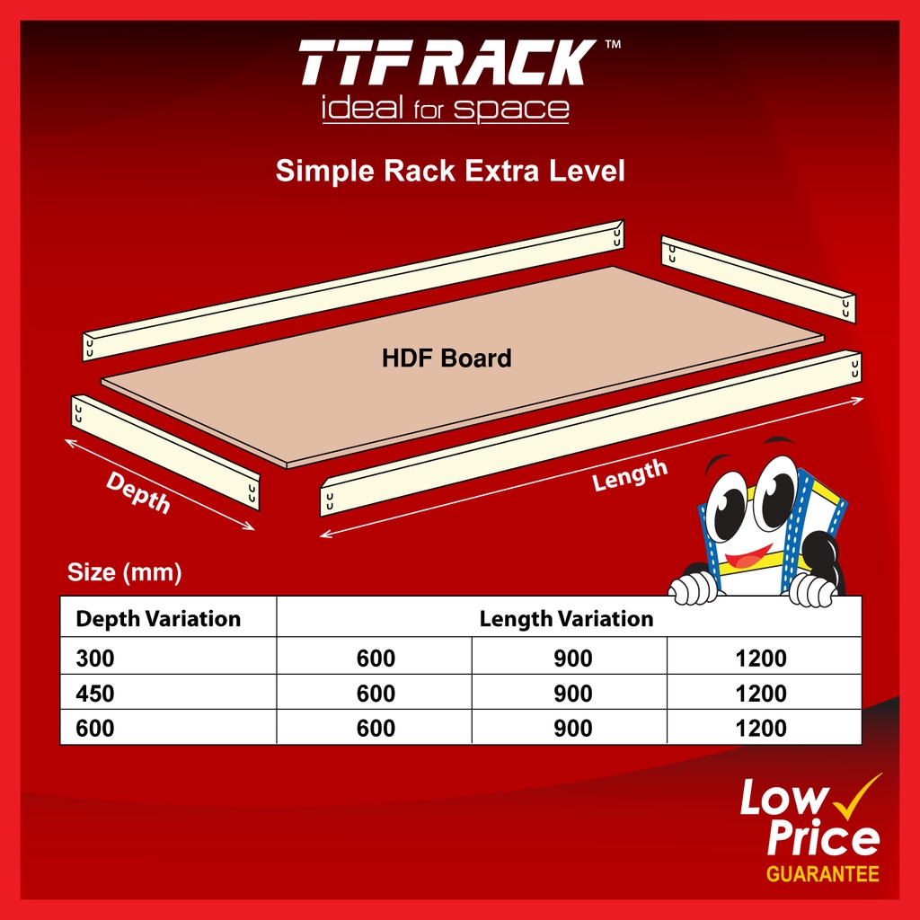TTF Rack™ (SIMPLE & E-SIMPLE ADD LEVEL) Shelving Level Tingkat Tambahan ...