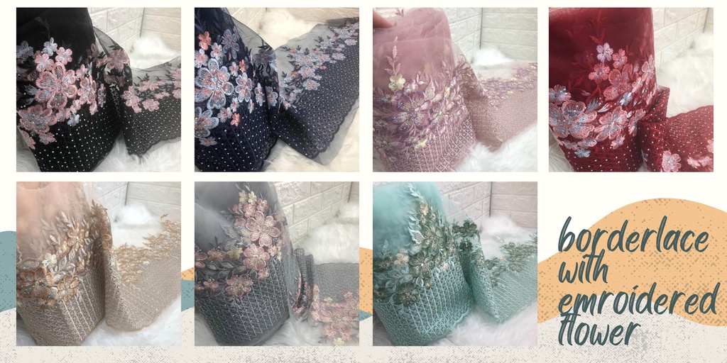 [NEW] BORDER LACE 1 LAYER PETAK CANTIK SULAM BUNGA BERBATU KILAT / LACE ...
