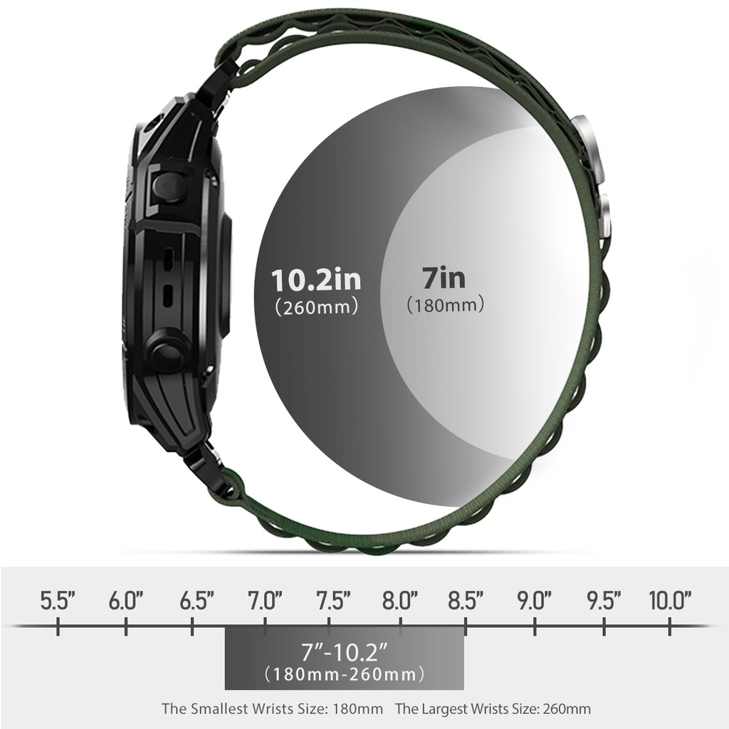 22mm 26mm Alpine Nylon Loop Bracelet Band Sports Easy Replace Quick Fit ...