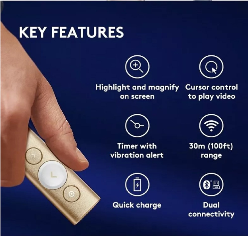 Logitech Spotlight Presentation Remote Universal Wireless Presentation Clicker With Laser