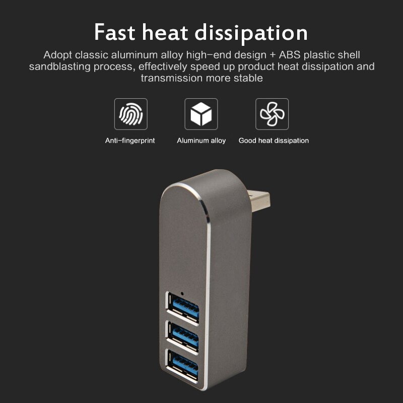 Rotating USB Hub 3.0 Adapter High-Speed U Disk Reader 3 Ports USB Hub 3 ...