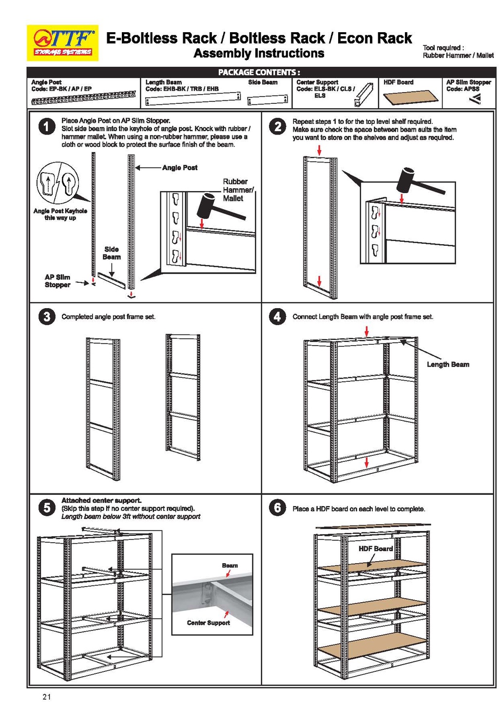 CLEARANCE SALE - TTF Rack™ E BOLTLESS RACK 3 Level H91-122cm/ Boltless ...
