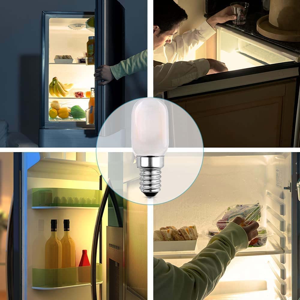 Refrigerator Lamp LED Mini E14 Light Bulbs Vintage 1W T22 Frosted Glass ...