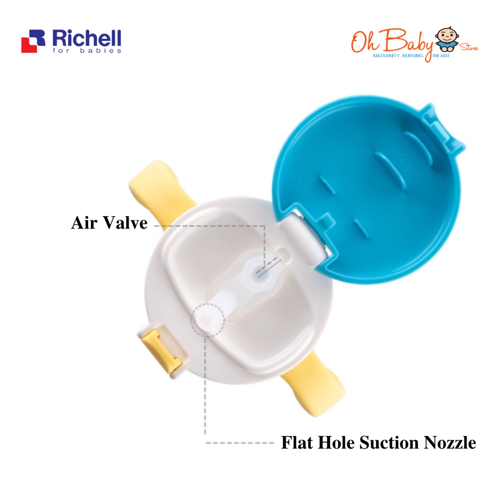 Richell AQ Clear Straw Bottle Mug 320ml With Bottom Cover for Baby 7m ...