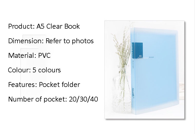A5 Clear Book 20 / 30 / 40 Pocket / Clear Book / Clear Holder / Display ...