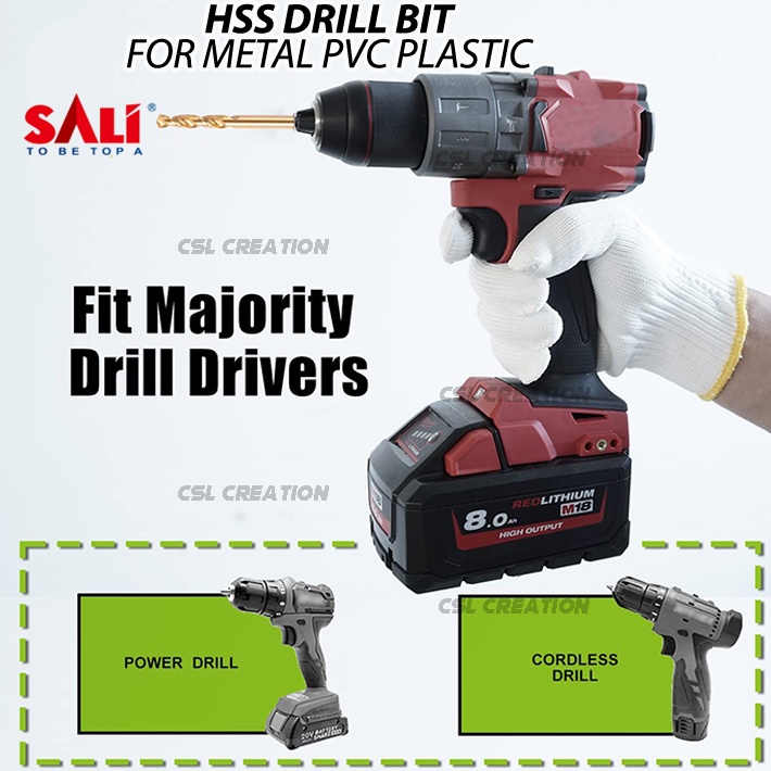 SALI 5Pcs HSS Metal Drill Bit Set Masonry Concrete Brick Bit Brad Point ...