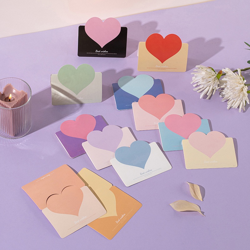 5/10pc Mixed Color LOVE Heart Shape Greeting Card Valentines Day Gift ...