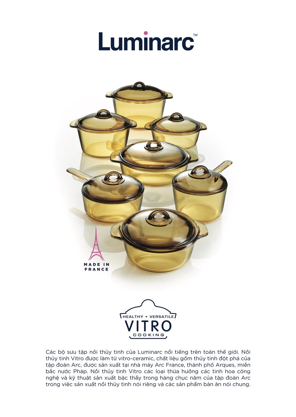 Set of 4 Luminarc Amberline Blooming Tall Glass Pots 1+2+3+5 liters ...