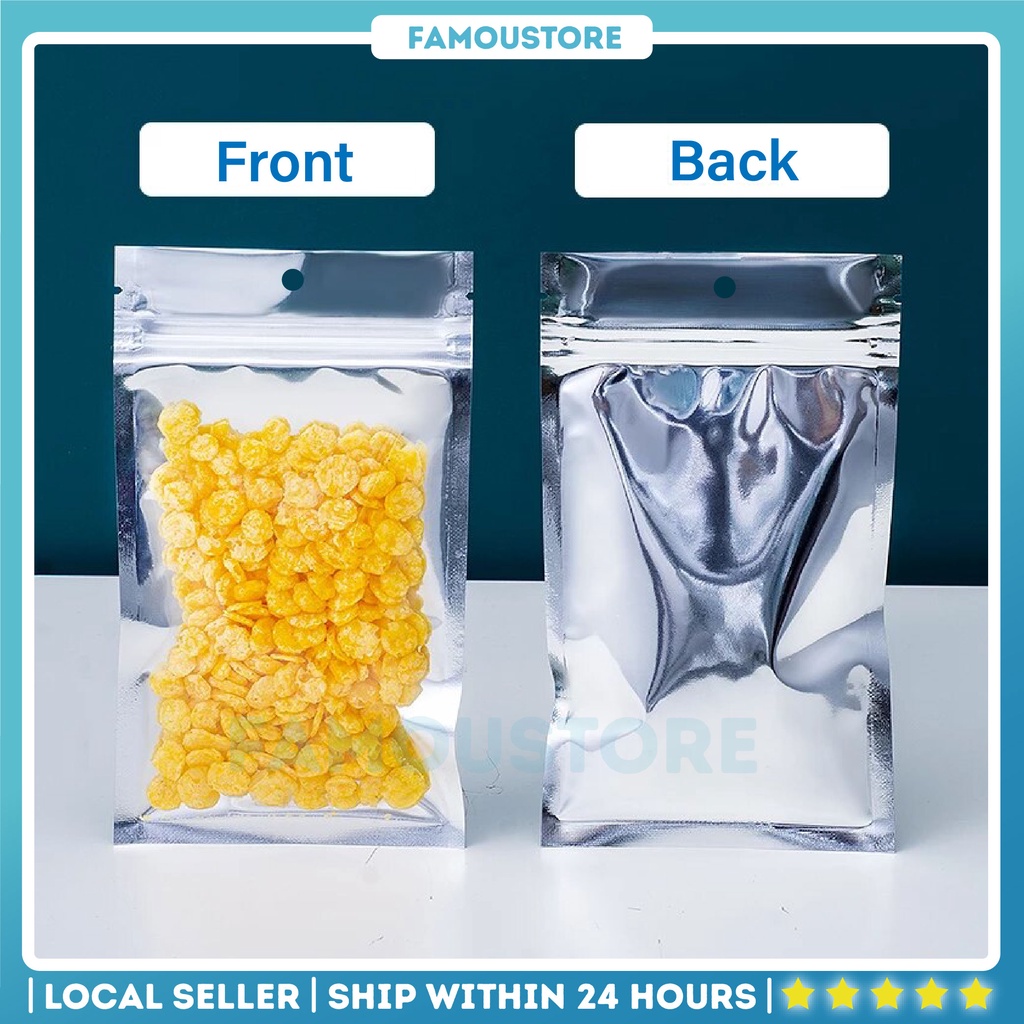100PCS Zipper Aluminium Foil Bag Aluminum Ziplock Bag AO Semi Metalised ...