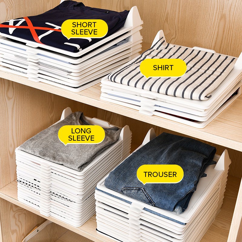 Stackable Clothes Folder Board Wardrobe Closet Organizer Cloth Storage ...