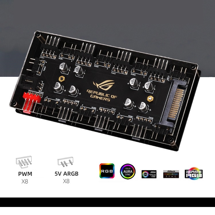 5V ARGB 3PIN + PWM 4PIN / 12V RGB 4PIN HUB Motherboard ARGB Extension ...